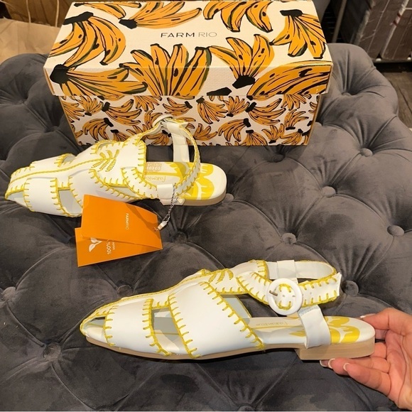 FARM Rio | Shoes | New Farm Rio Yellow Palm Tree Sandal | Poshmark